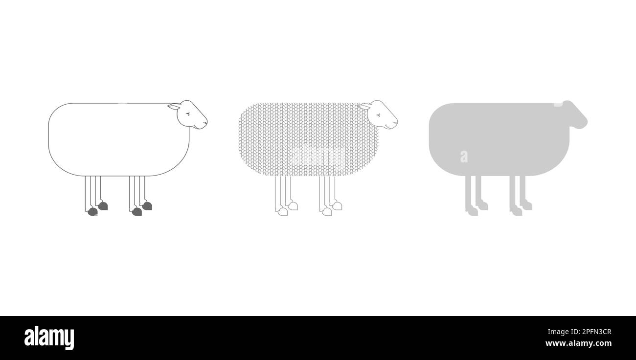Sheep linear set. ewe isolated. Vector illustration Stock Vector Image ...