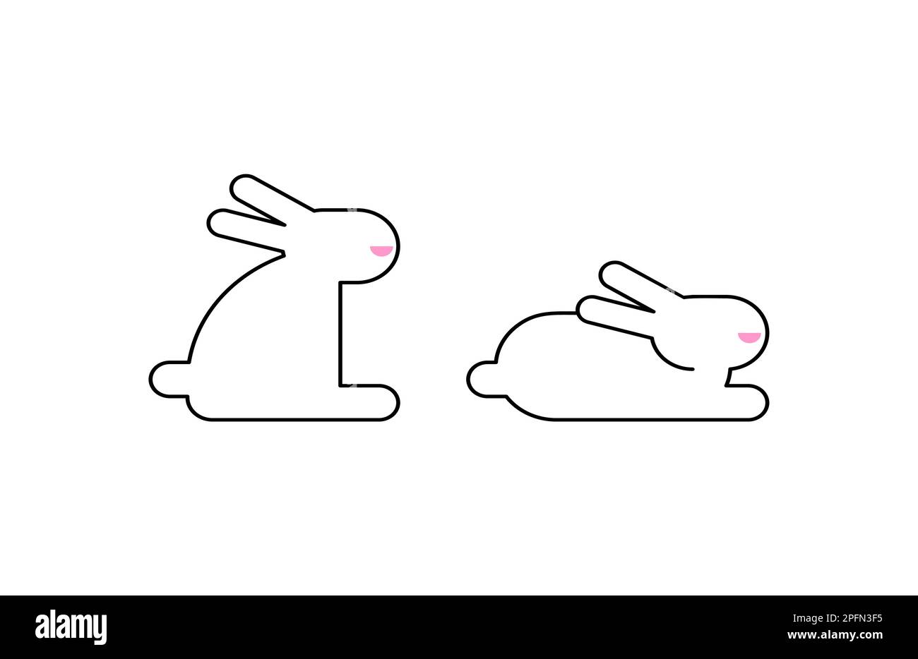 Bunnies couple isolated. Two rabbit. Vector illustration Stock Vector ...