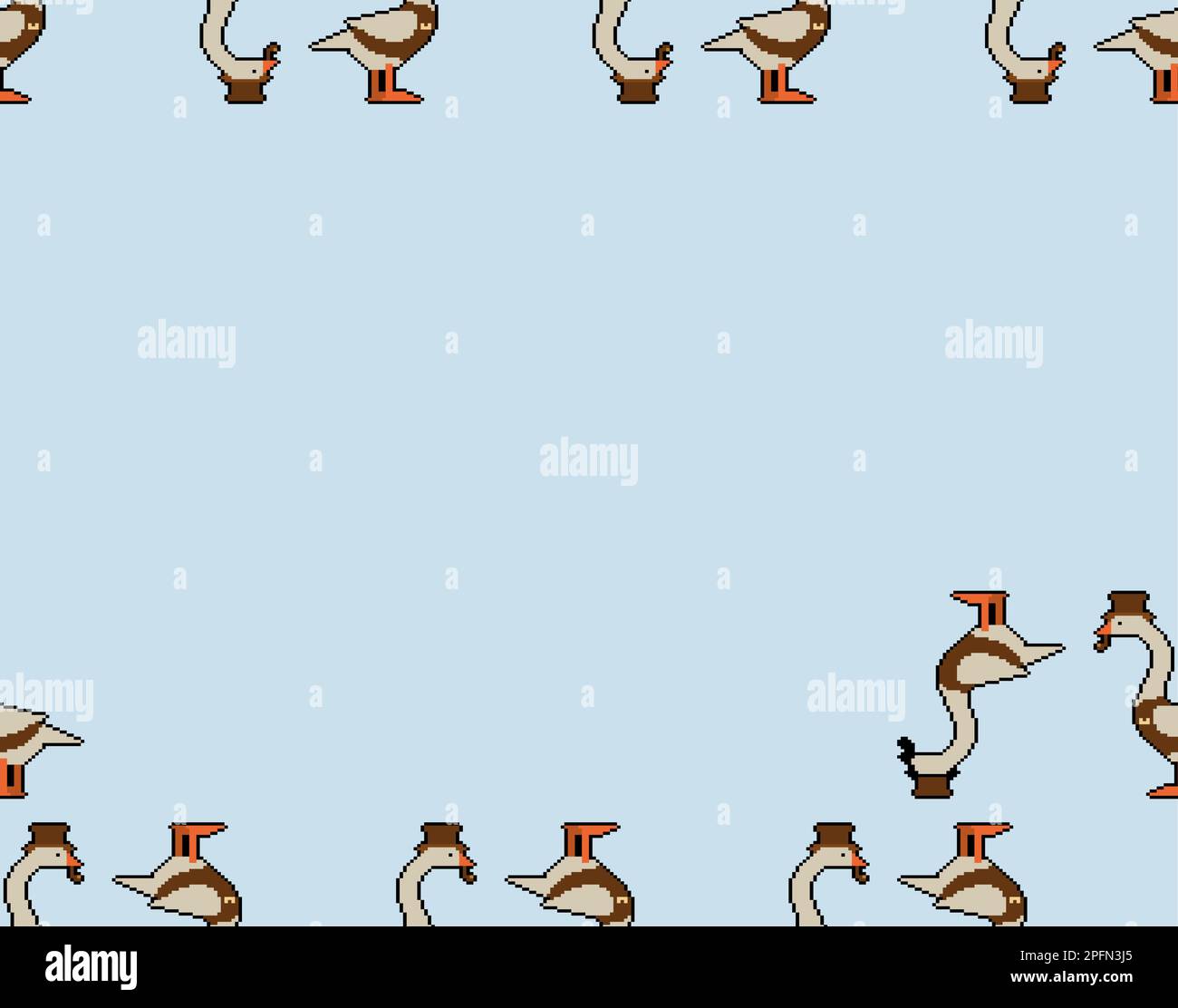 Goose aristocrat pixel art pattern seamless. 8 bit Goose in hat and ...