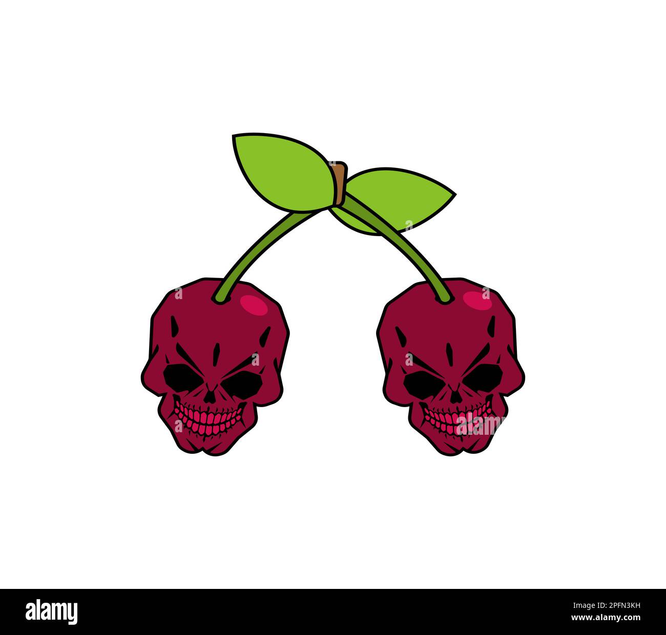 Cherry Scull isolated. Cherries skeleton head. Vector illustration ... Cherry Scull isolated. Cherries skeleton head. Vector illustration ...