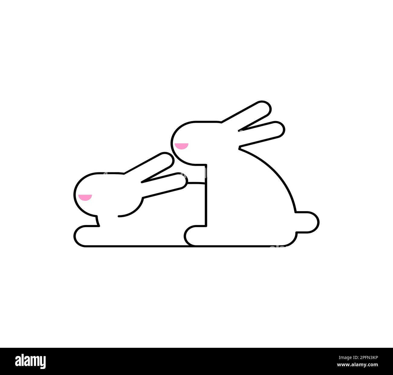Bunnies couple isolated. Two rabbit. Vector illustration Stock Vector ...