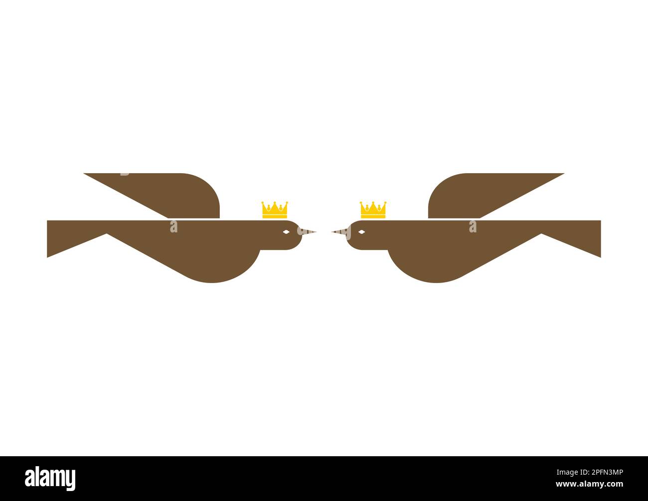Bird in crown sign. Royal starling symbol. Vector icon Stock Vector ...