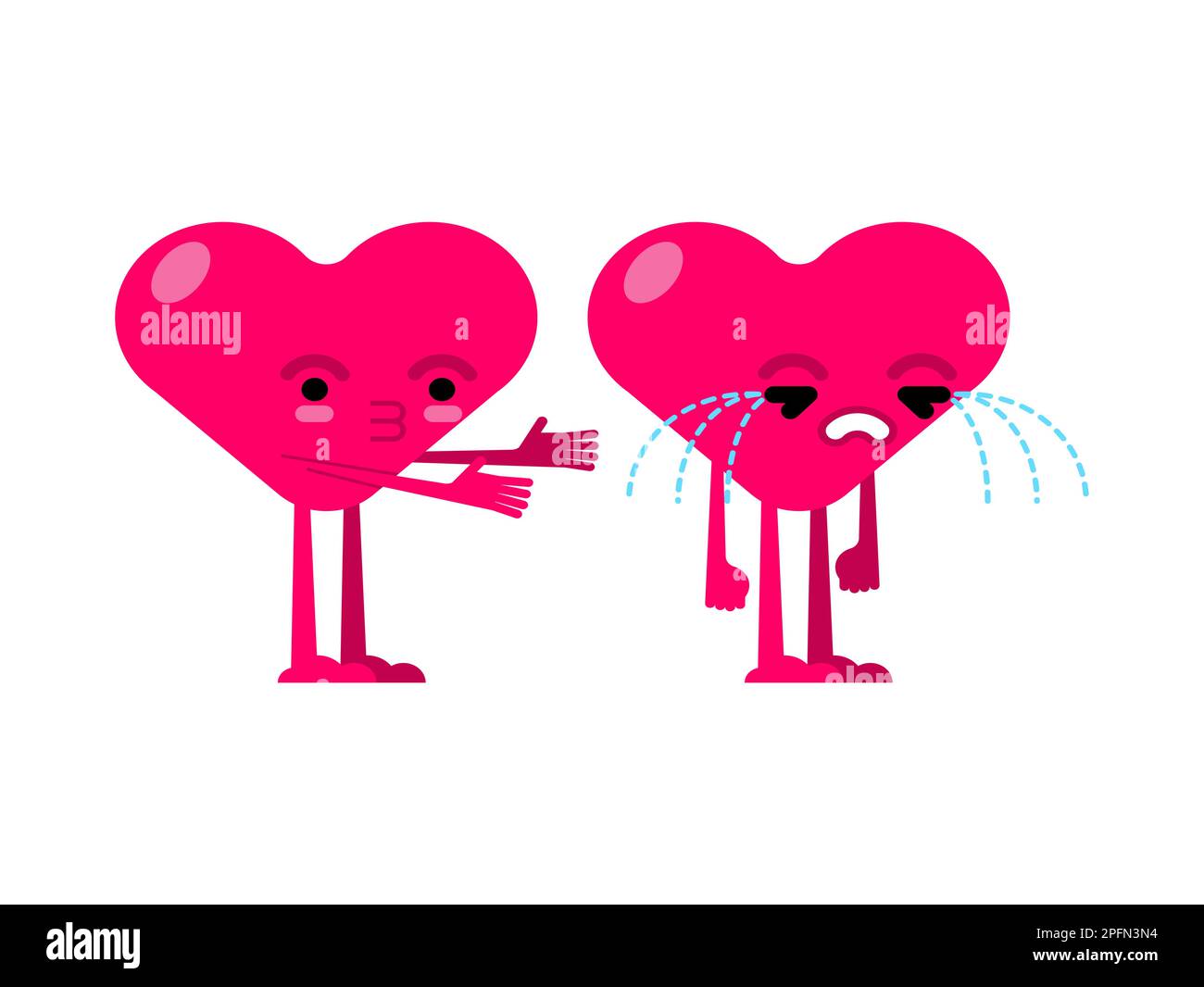 Hearts quarrels and reconciles. Two love are arguing. Concept of ...