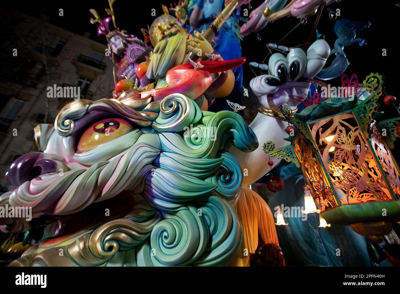 Valencia, Spain. 17th Mar, 2023. This photograph shows a 'falla' first ...