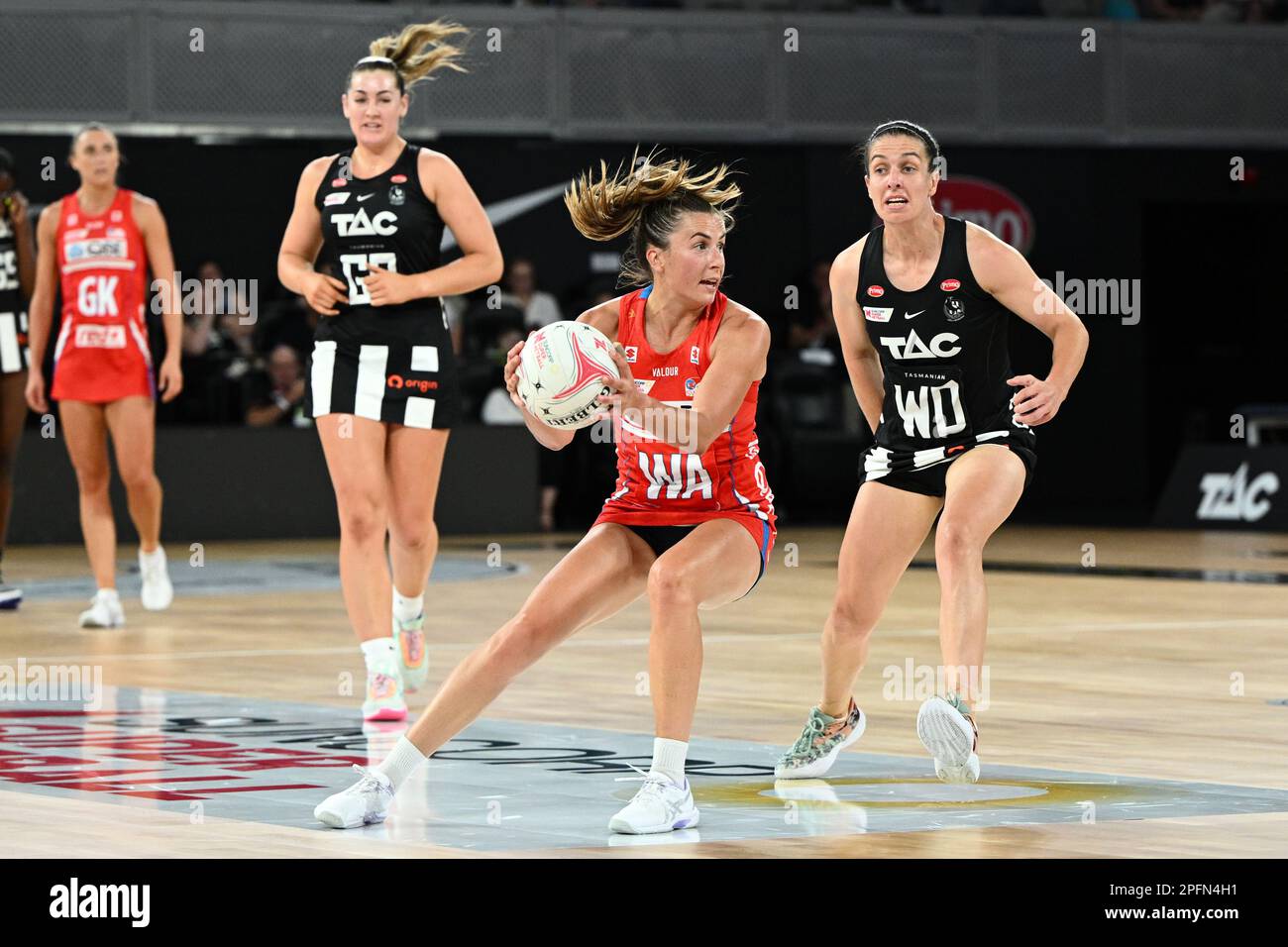 Maddy Proud of the Swifts during the Super Netball Round 1 match ...