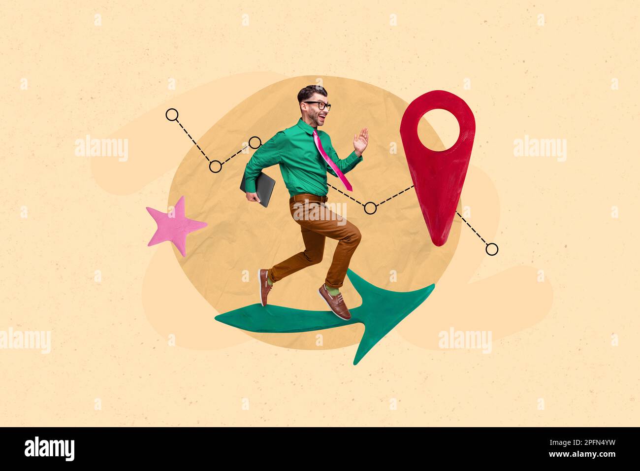 Picture pinup pop poster collage image artwork of happy smiling man ...