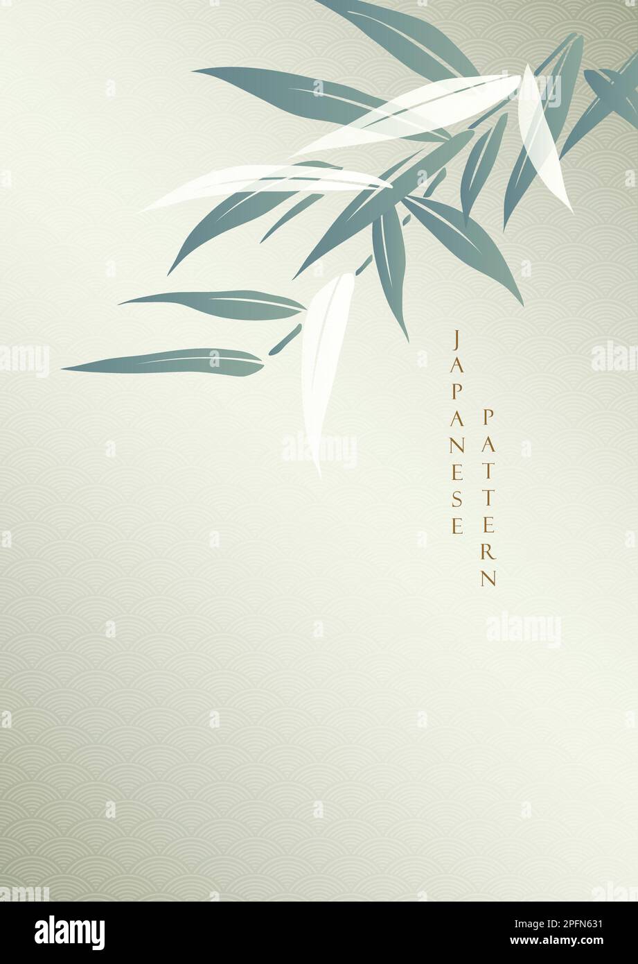 Japanese background with bamboo leaf vector. Natural banner design with ...