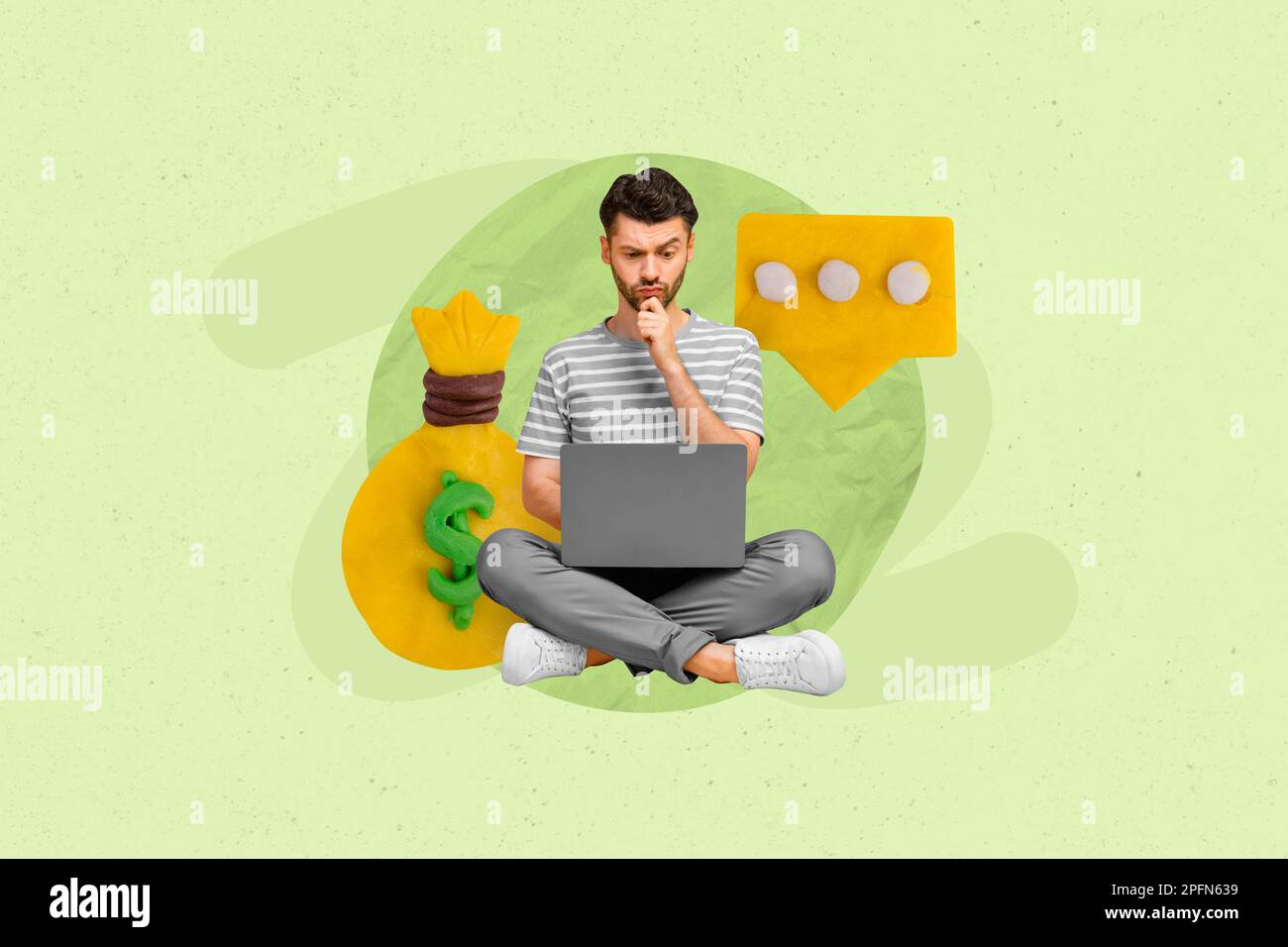 Creative 3d collage artwork sketch picture image of thoughtful man idea ...