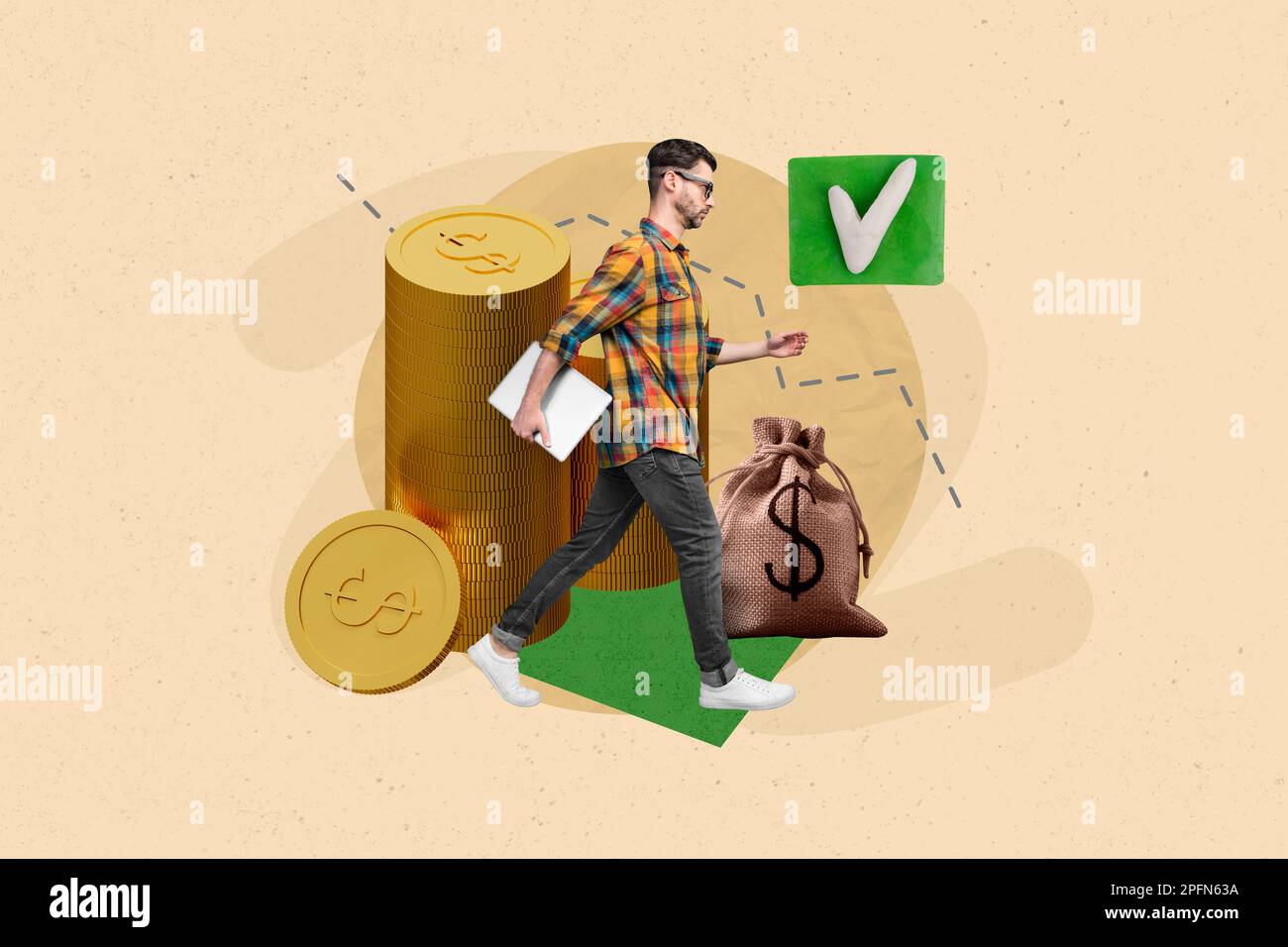 Creative 3d collage image picture template artwork of hardworking man ...