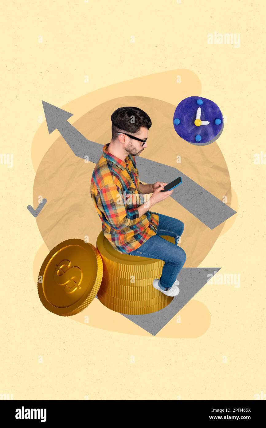 Picture 3d creative collage artwork sketch of hardworking man ...