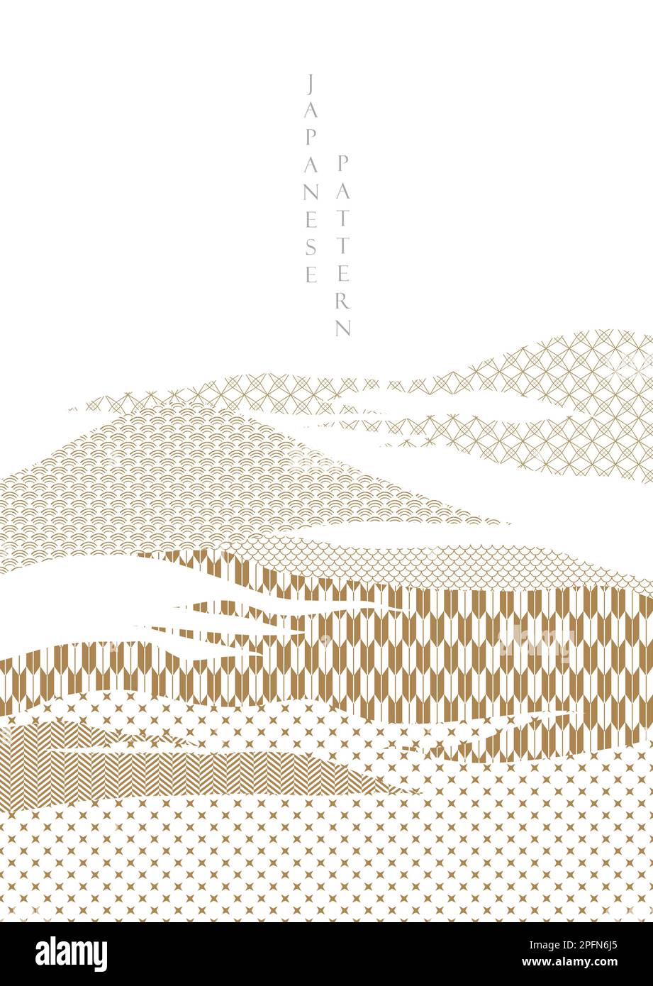 Japanese pattern with landscape background vector. Mountain forest ...