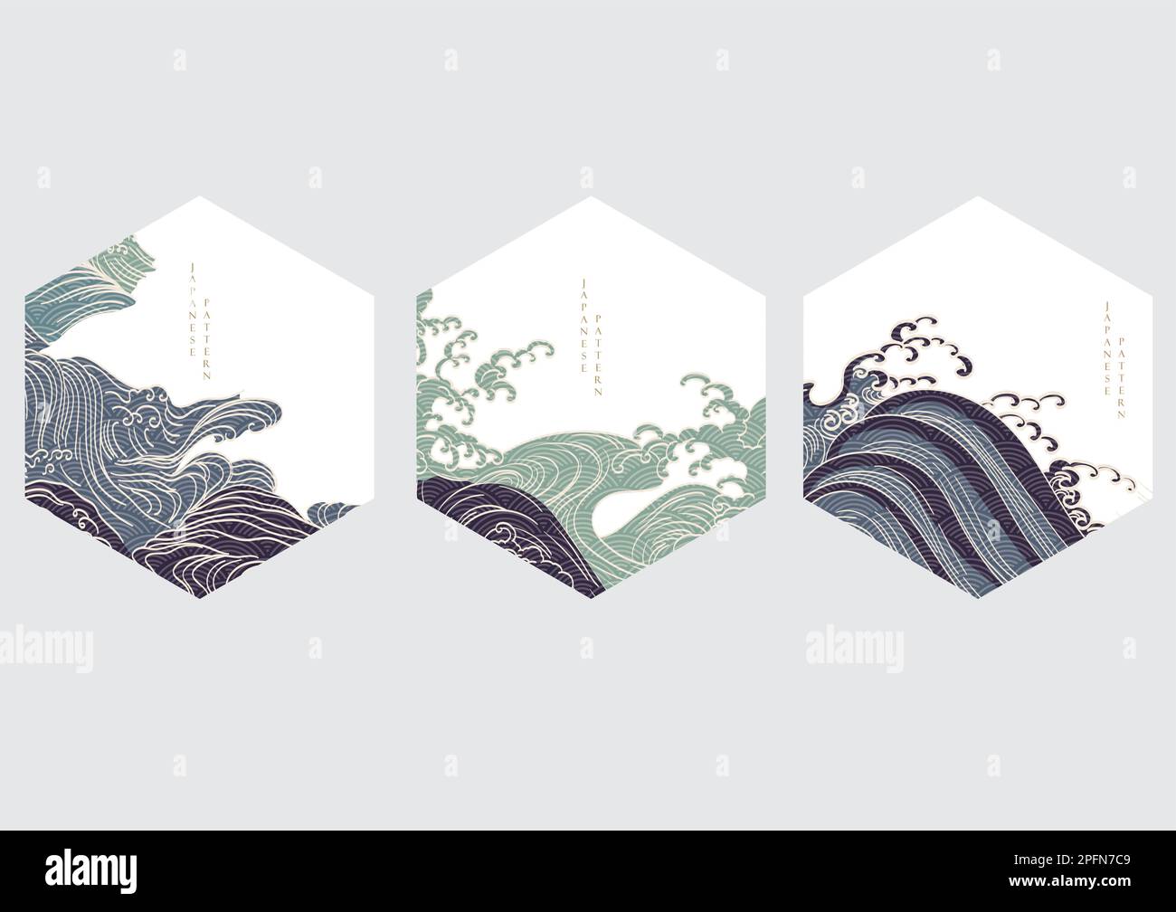 Japanese background with hand drawn wave in vintage style. Art ...
