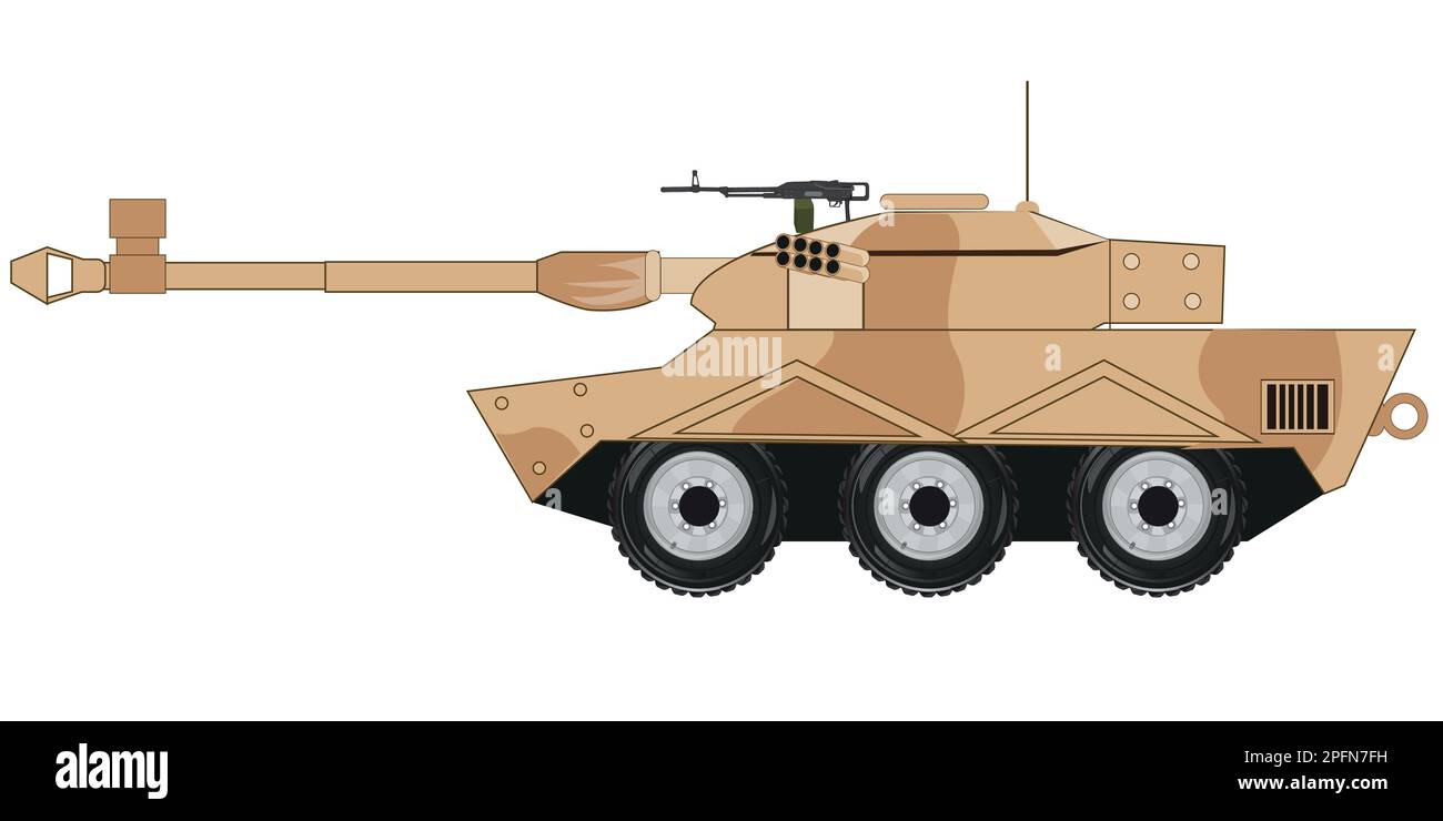 French tank on wheel on white background is insulated Stock Vector ...