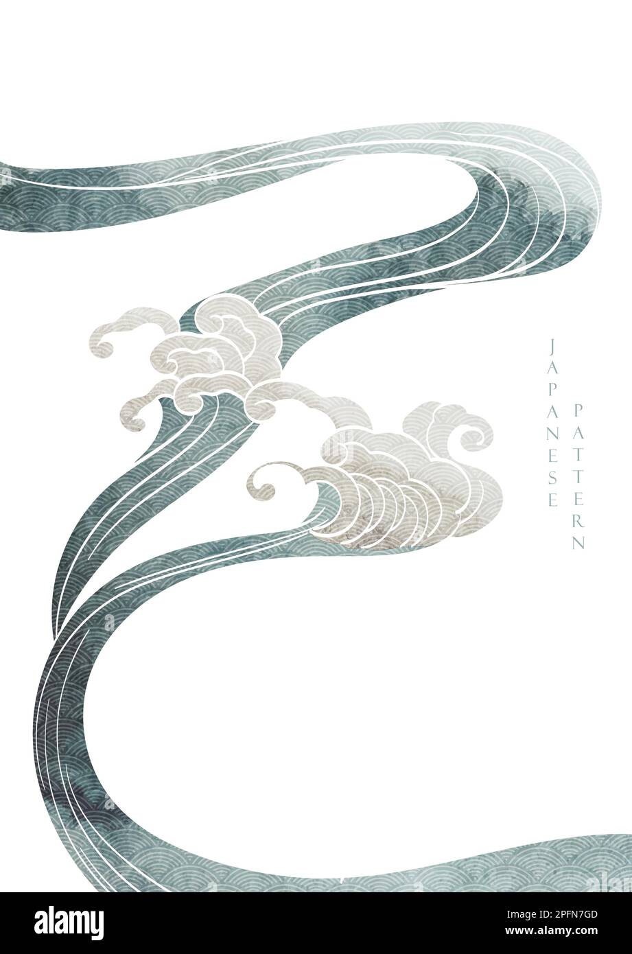 Japanese background with watercolor texture vector. Painting brush ...