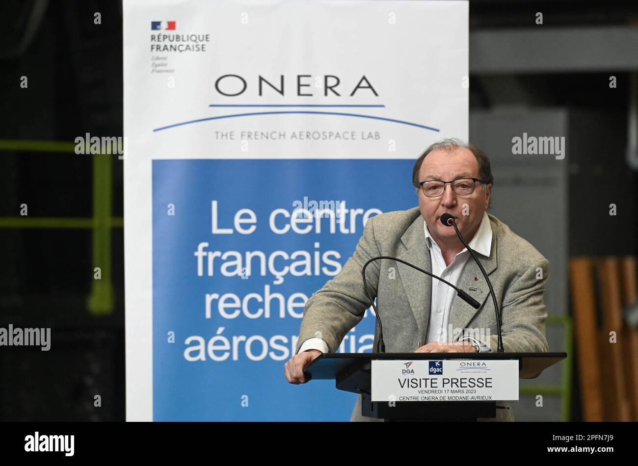 Modane Avrieux, France. 17th Mar, 2023. Speech by Bruno Sainjon ...