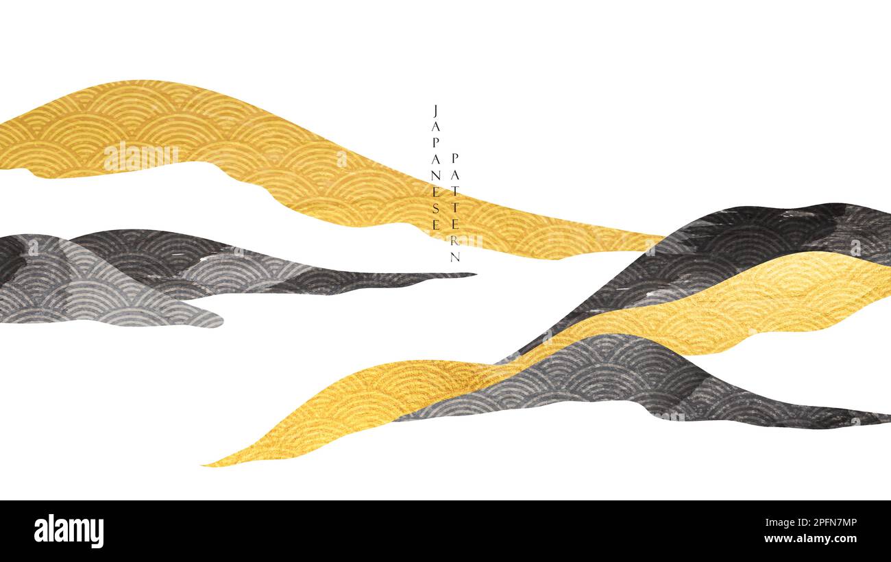 Mountain forest background with Gold and black texture vector. Abstract ...