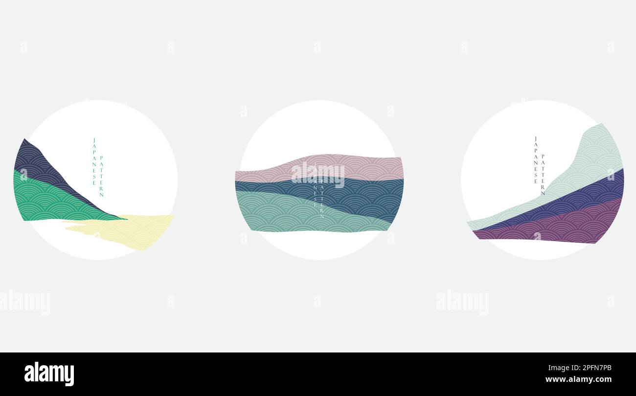 Abstract art background with Japanese wave pattern vector. Flow and ...