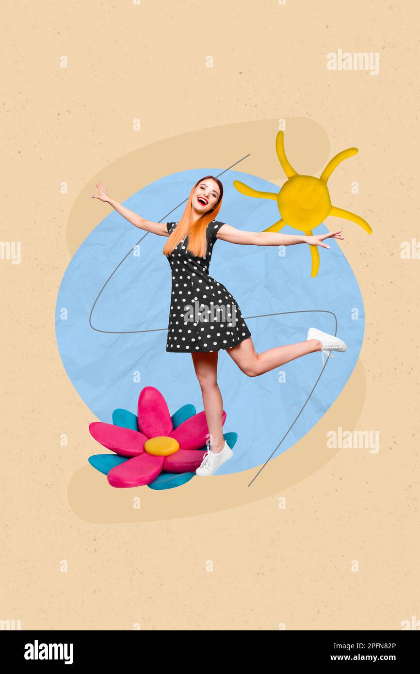 Creative drawing collage picture of energetic excited cheerful funny ...