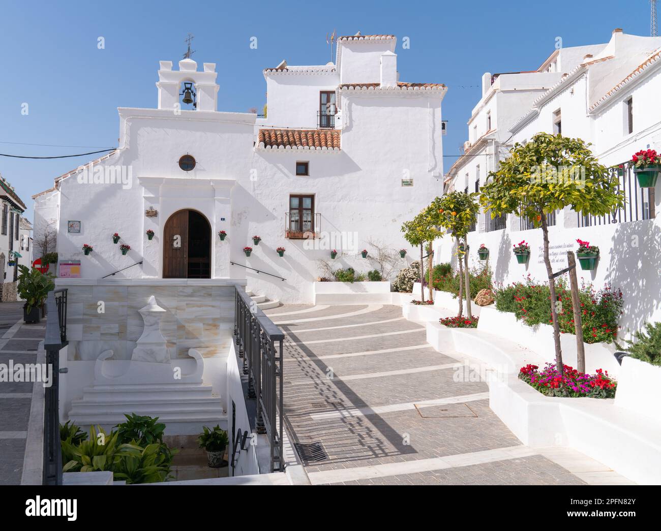 Mijas church of Ermita de Santa Ana in historic Spanish white village ...