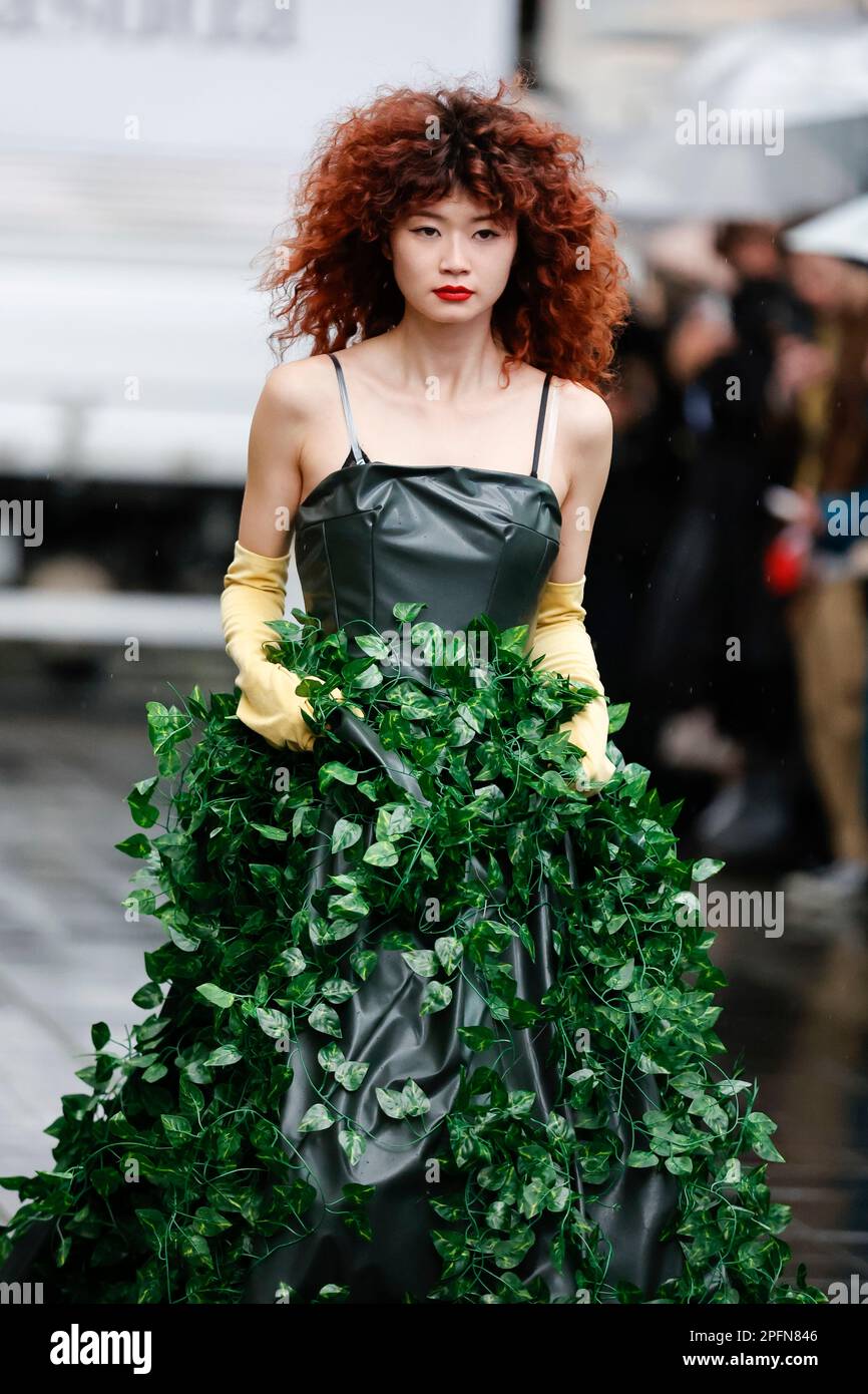 Tokyo, Japan. 18th Mar, 2023. A model wearing fashion brand aki masuda ...