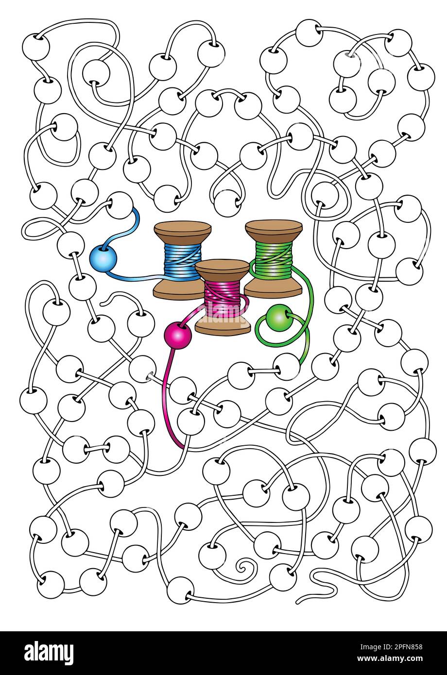 Labyrinth game for children, untangle the thread Stock Vector Image ...