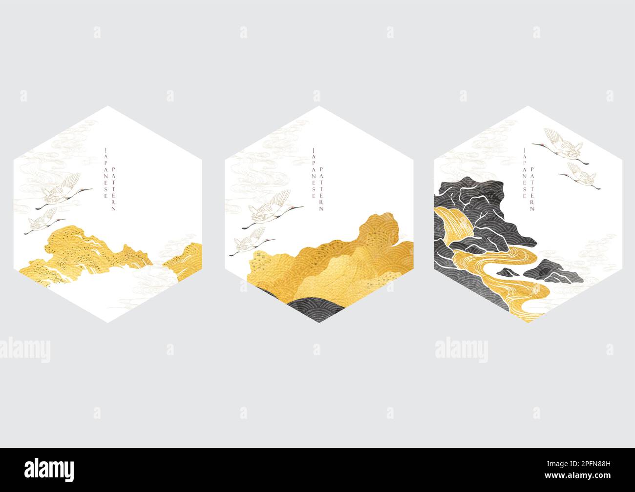 Japanese background with stone and river decoration vector. Abstract ...