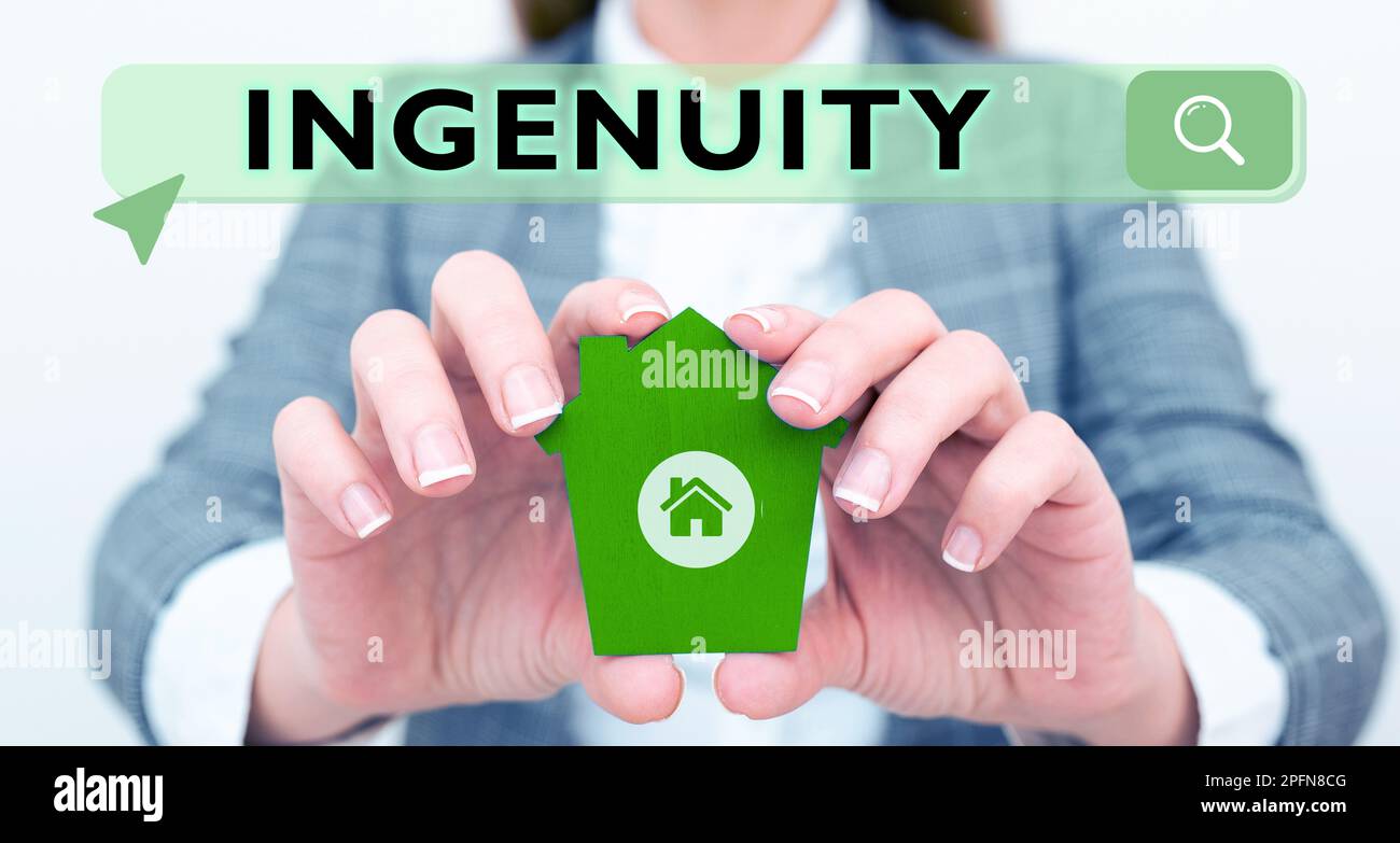 Conceptual display Ingenuity. Word Written on the quality of being ...