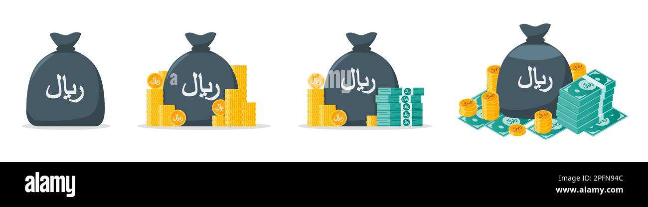 Saudi Riyal Money Bag Icon Set Stock Vector Image & Art - Alamy
