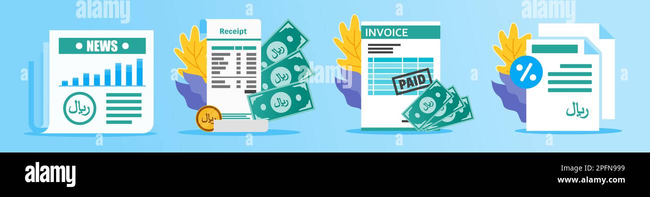 Saudi Riyal Receipt and Documents Illustration Stock Vector Image & Art ...