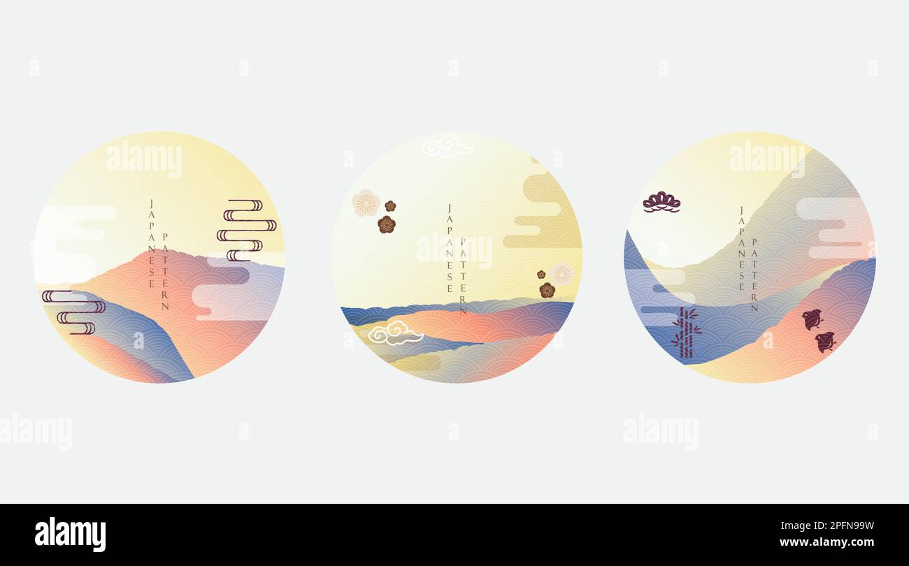 Set of geometric modern graphic elements vector. Asian icons and symbol ...