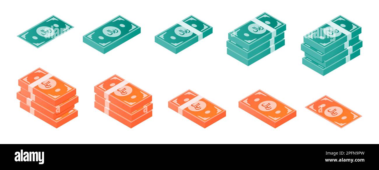 Saudi Riyal Banknote Isometric Icon Set Stock Vector Image & Art - Alamy