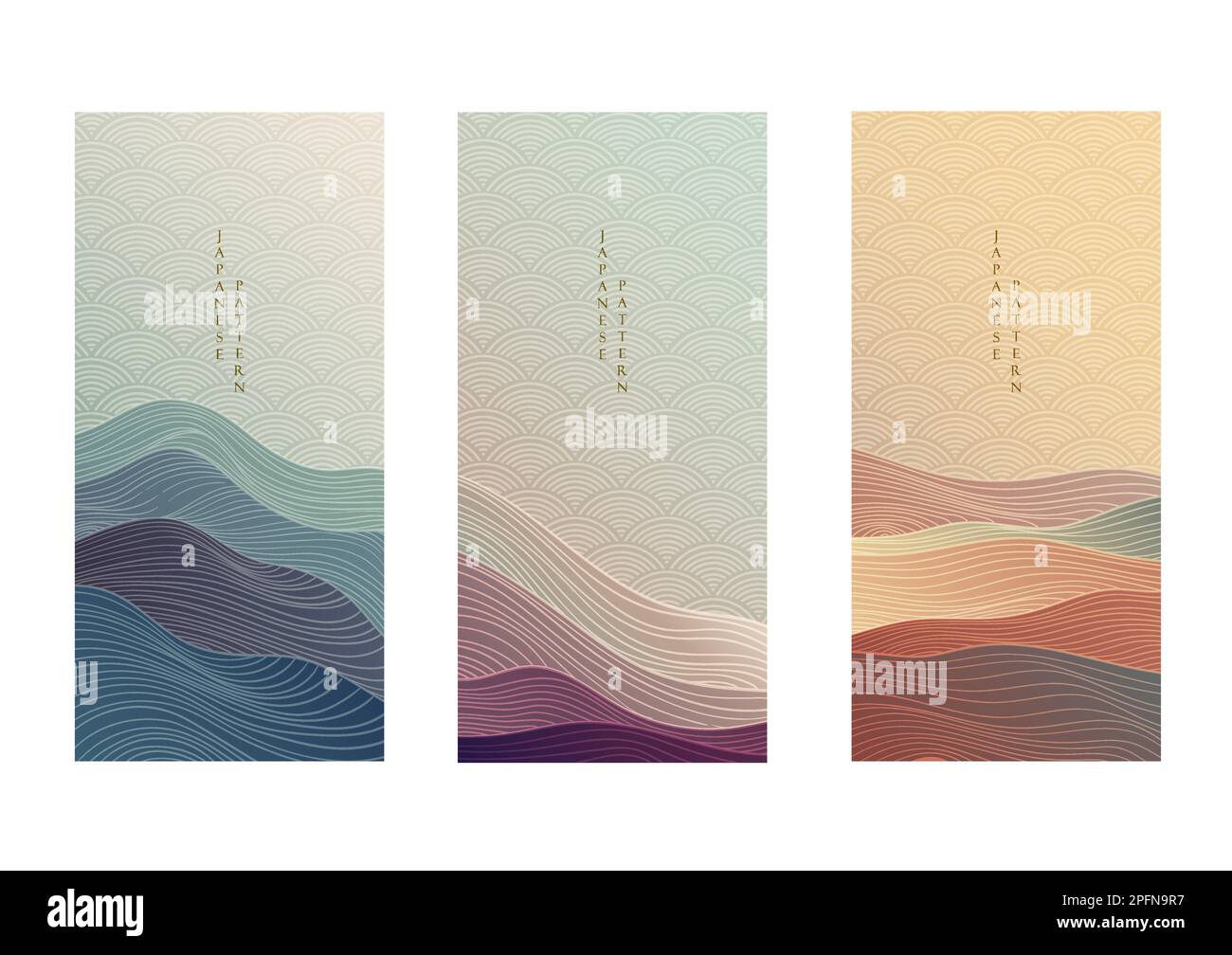 Japanese background with line wave pattern vector. Abstract art ...