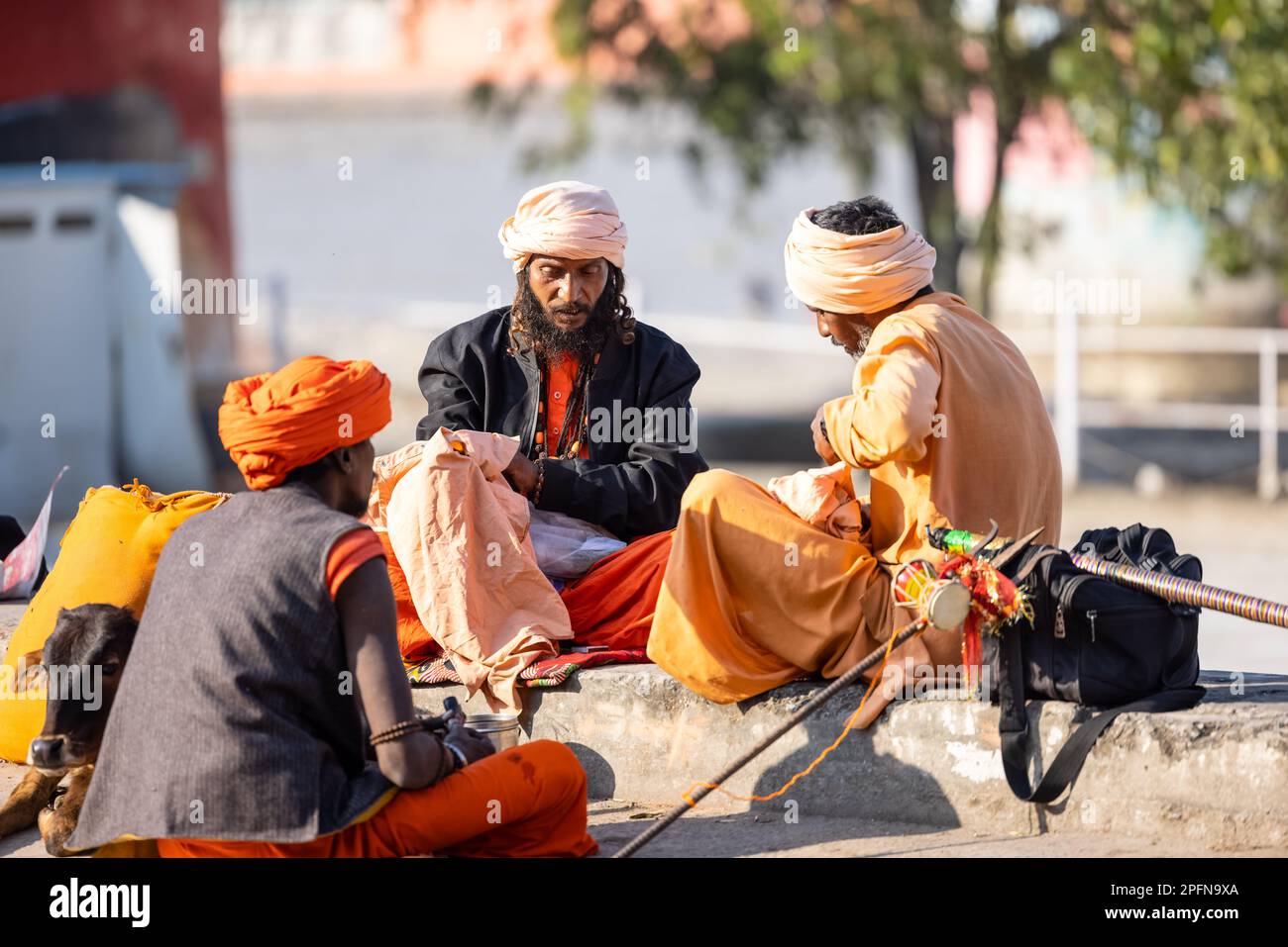 Holy Rishikesh, Portrait of unidentified brahmin male sadhu near river ...
