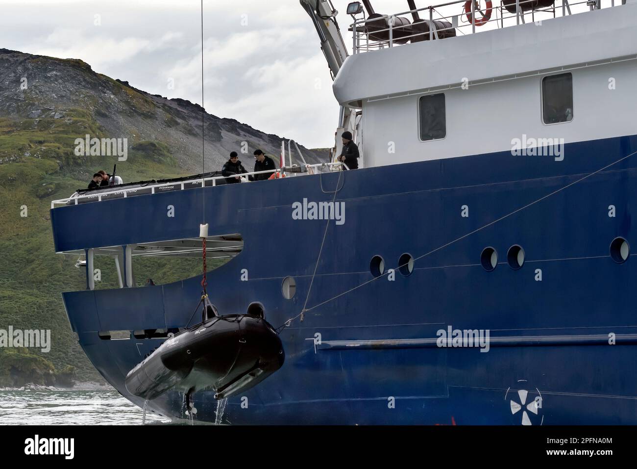 South Georgia, St. Andrews bay. The Hondius holiday cruiser Stock Photo ...