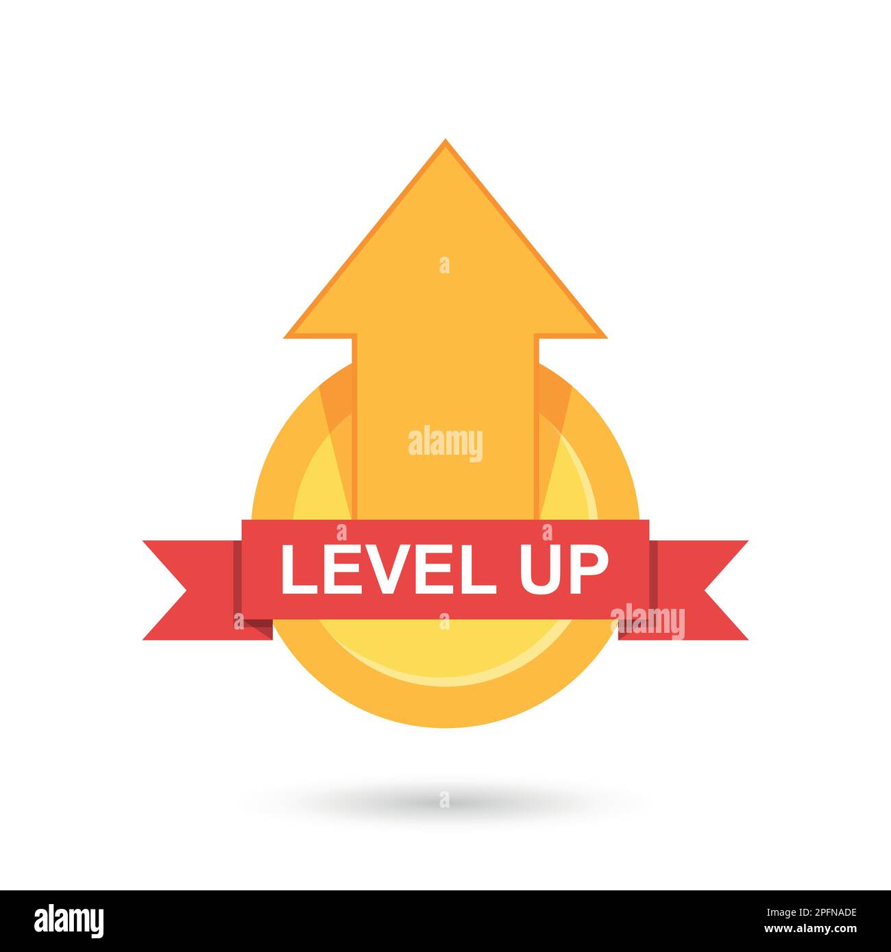 Level up icon in flat style. Achievement vector illustration on ...