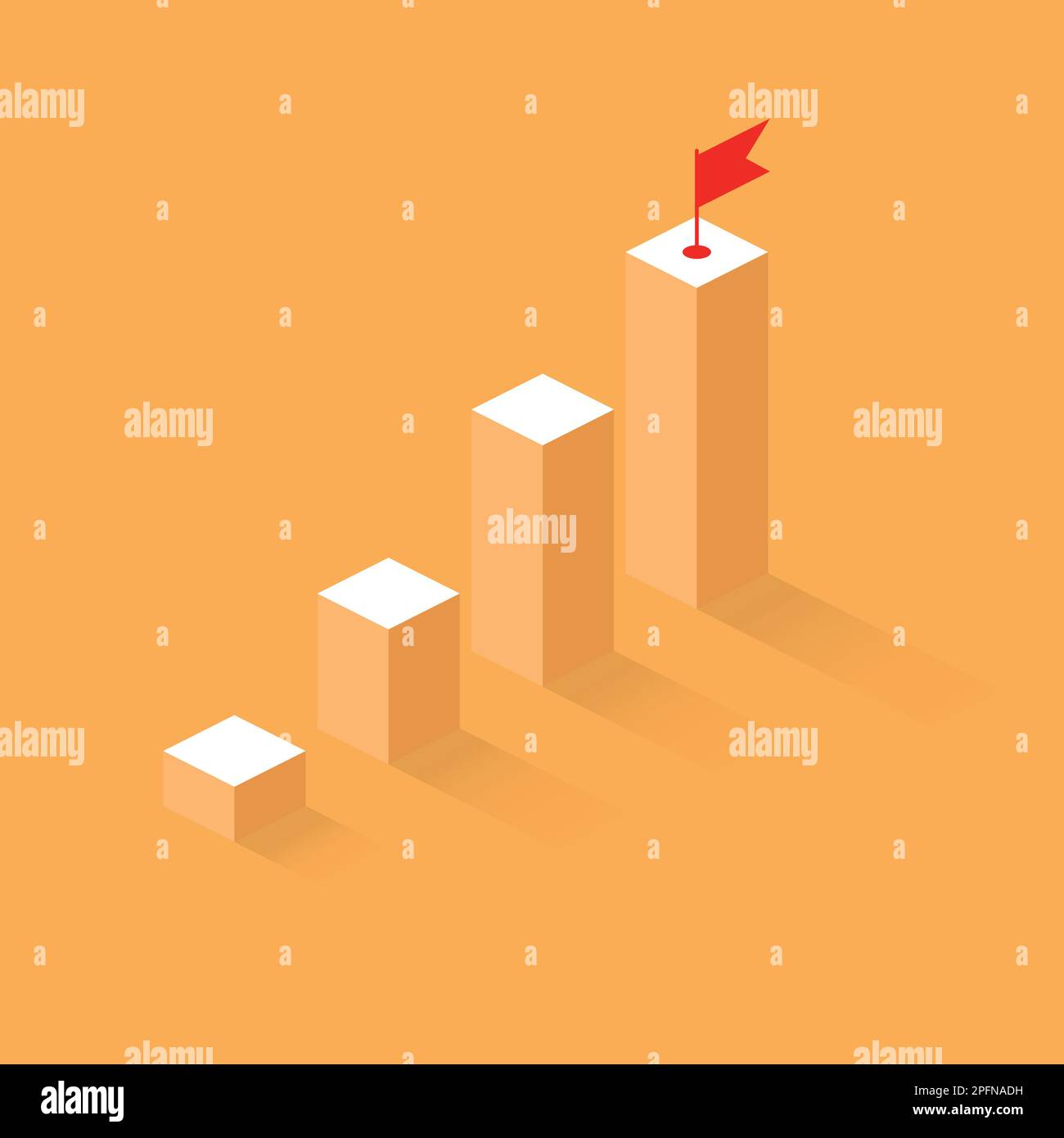 Success growth icon in flat style. Isometric level stairs vector ...