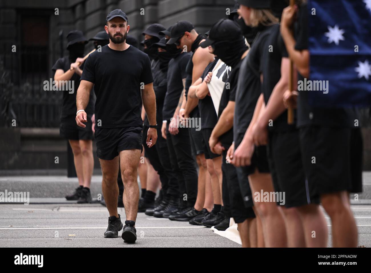 Neo-Nazi leader Thomas Sewell is seen as Neo nazi and Transgender rights supporters face off at ...