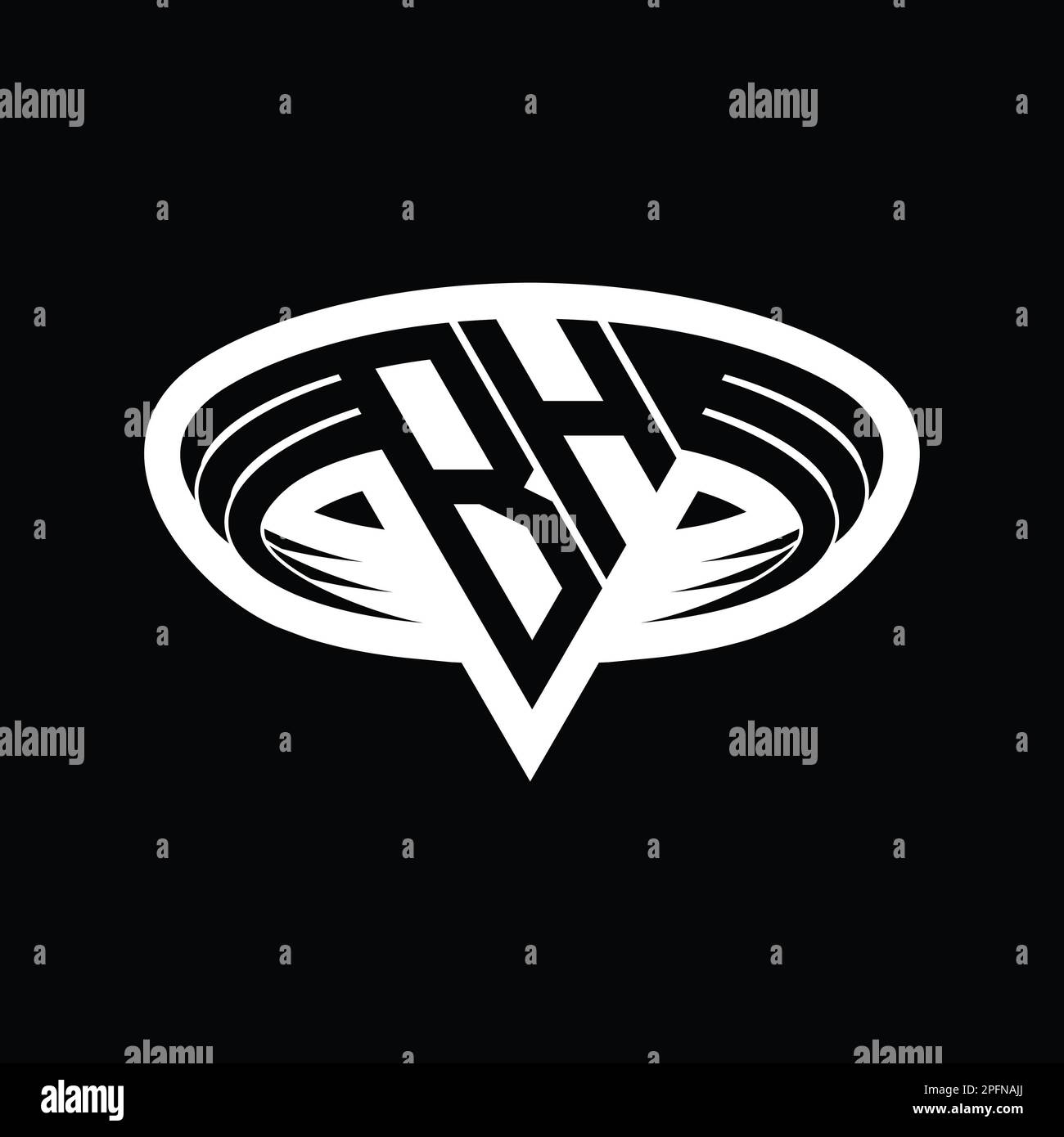 BH Logo monogram letter with triangle shape slice isolated outline ...