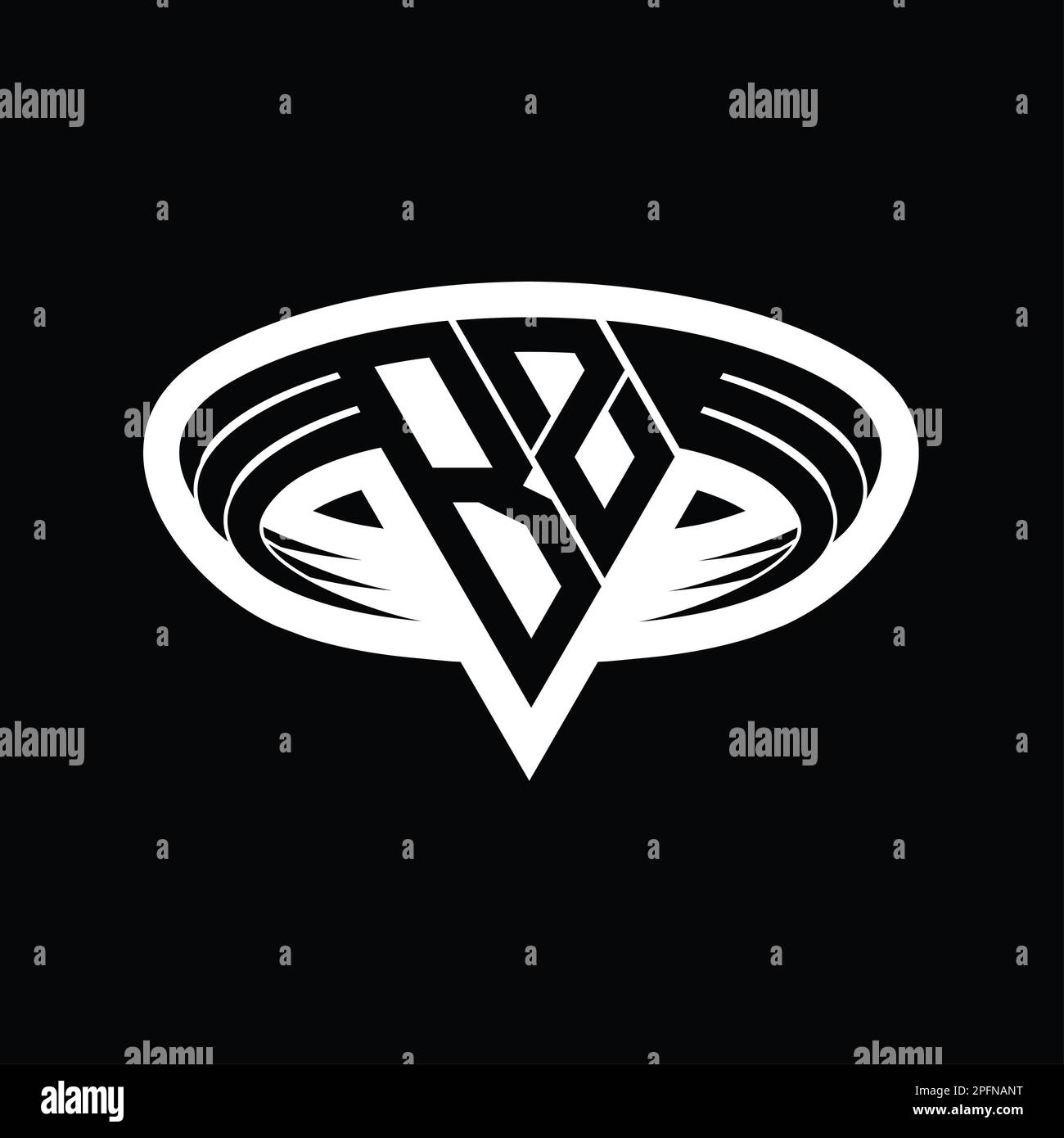 BZ Logo monogram letter with triangle shape slice isolated outline ...