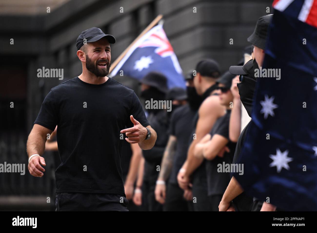 Neo-Nazi leader Thomas Sewell (centre) is seen as Neo nazi and ...