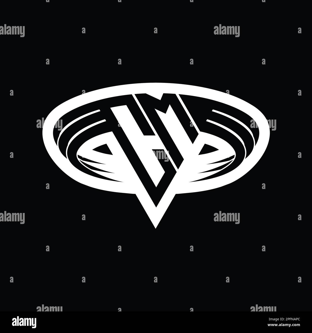 CM Logo monogram letter with triangle shape slice isolated outline ...