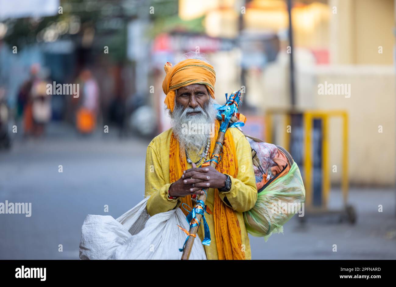 Holy Rishikesh, Portrait of unidentified brahmin male sadhu near river ...