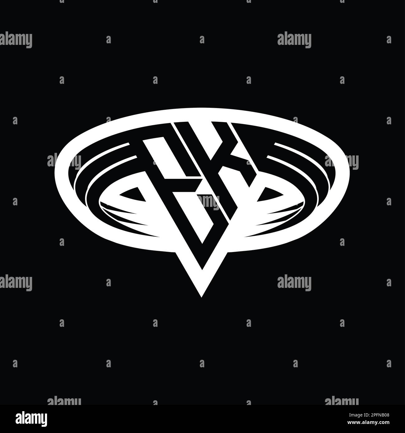 EK Logo monogram letter with triangle shape slice isolated outline ...