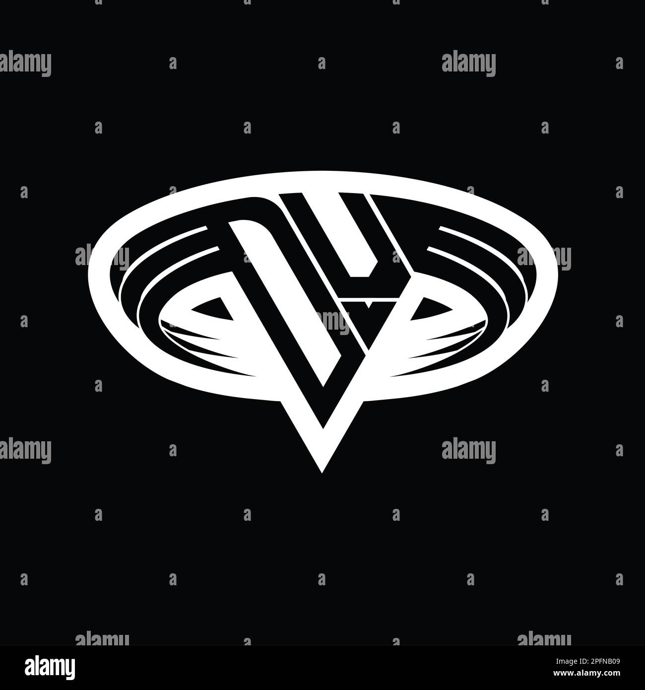 DV Logo monogram letter with triangle shape slice isolated outline ...