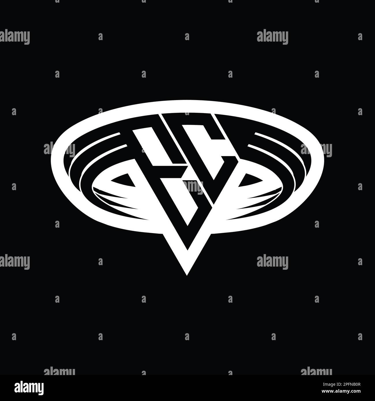 EC Logo monogram letter with triangle shape slice isolated outline ...