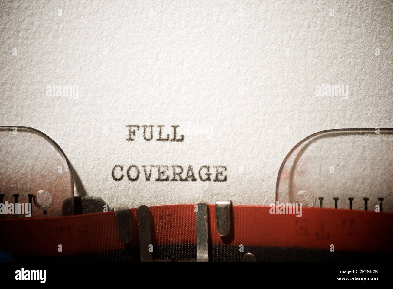Full coverage text written with a typewriter Stock Photo - Alamy