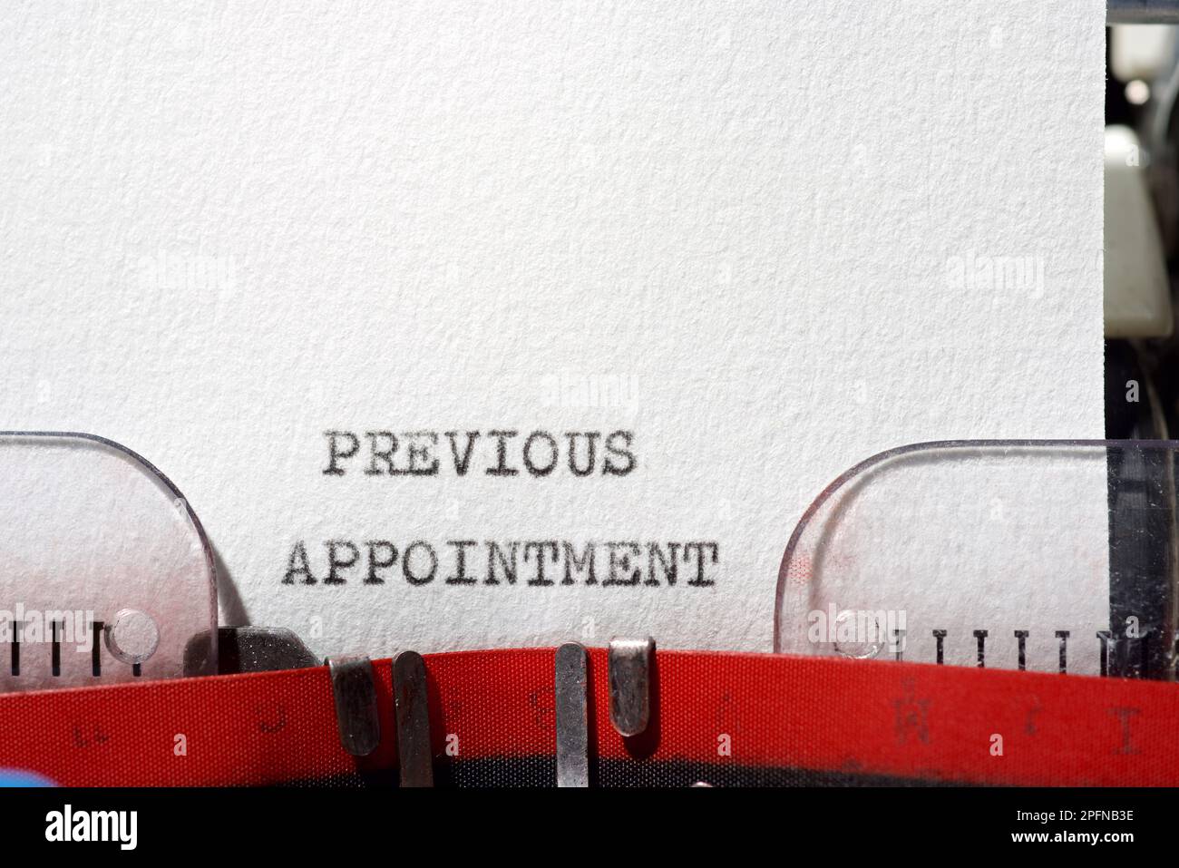 Previous appointment text written with a typewriter Stock Photo - Alamy