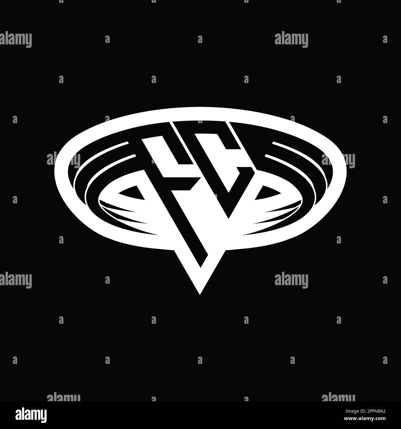 FC Logo monogram letter with triangle shape slice isolated outline ...