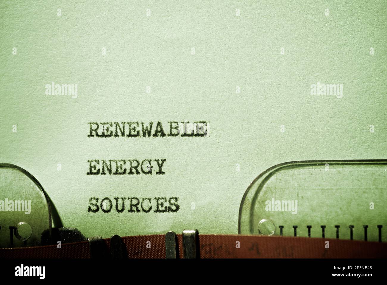 Renewable energy sources text written with a typewriter Stock Photo - Alamy