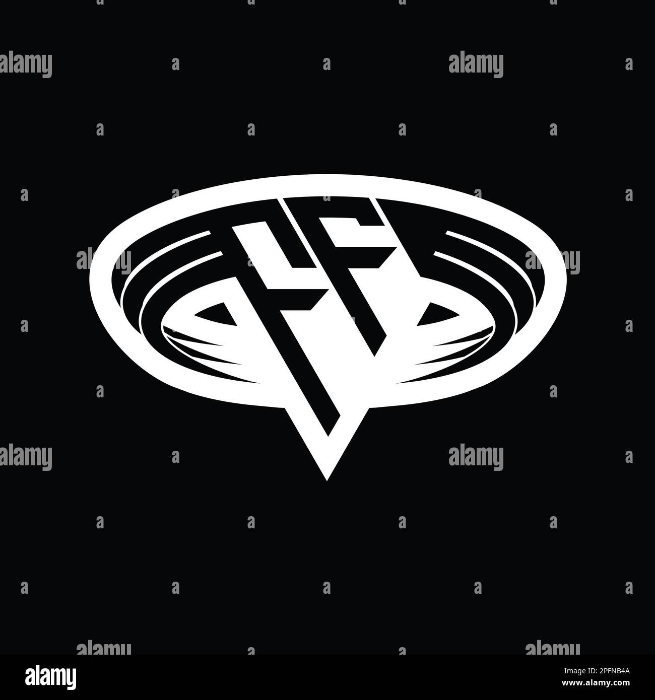 FF Logo monogram letter with triangle shape slice isolated outline ...